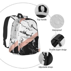 Vbcdgfg Black White Marble Print Backpack For Adult, Lightweight Laptop Backpacks