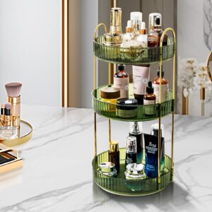 yeeyaa rotating makeup organizer for vanity,large-capacity skincare perfume organizers,360° spinning cosmetics storage vanity shelf countertop,make up organizer tray for perfume,skin care,lipsticks