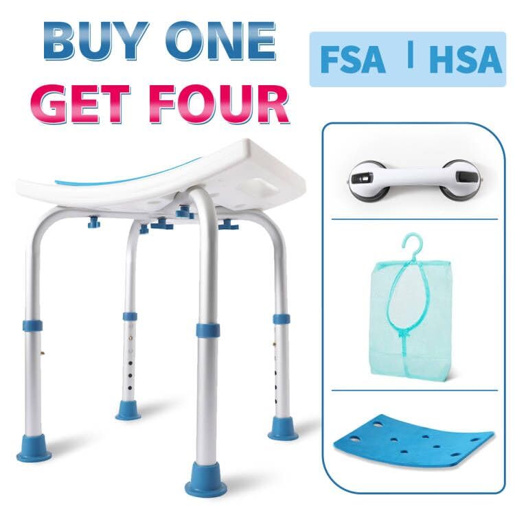 FSA/HSA Eligible Shower Chair for Inside Shower, Shower Stool with Free Assist Grab Bar/Toiletry Bag, Tool-Free Assembly Shower Seat for Bathtub, Shower Bath Chairs for Seniors/Disabled by DUALECO