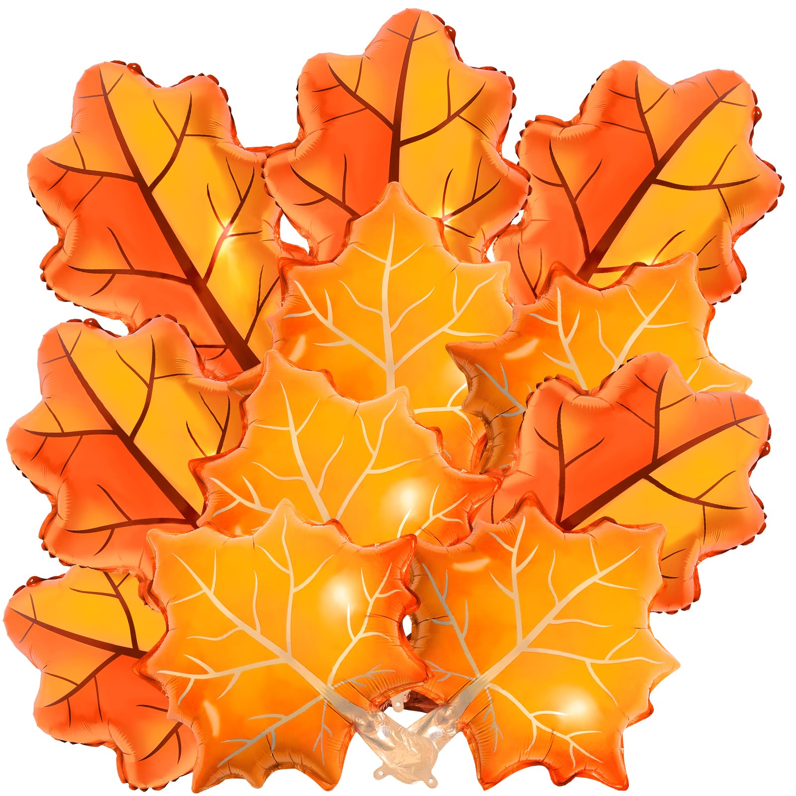 YUJUN 11PCS Fall Thanksgiving Balloons, Maple Leaves Shaped Mylar Foil Balloons for Thanksgiving Autumn Home Theme Decoration Party Supplies（2 Styles)