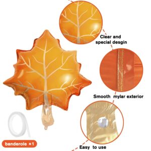 YUJUN 11PCS Fall Thanksgiving Balloons, Maple Leaves Shaped Mylar Foil Balloons for Thanksgiving Autumn Home Theme Decoration Party Supplies（2 Styles)