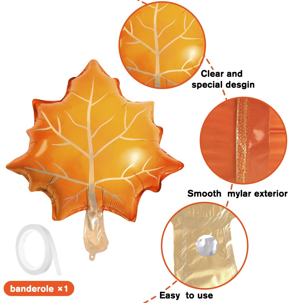 YUJUN 11PCS Fall Thanksgiving Balloons, Maple Leaves Shaped Mylar Foil Balloons for Thanksgiving Autumn Home Theme Decoration Party Supplies（2 Styles)