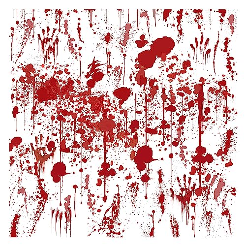 Allenjoy 6 x 6 FT Horror Halloween Party Backdrop Red Table Decor Banner Photography Background Photo Booth Props