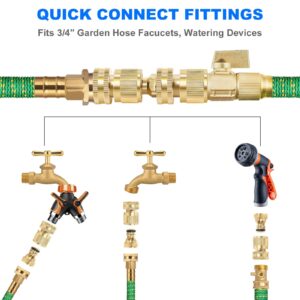 Fertoriy Garden Hose Quick Connect Fittings, Brass Hose Quick Connects Fittings, Easy Connect & Disconnect Water Hose Connector Male Female, No-Leak 3/4 Inch GHT Quick Release Hose Connectors