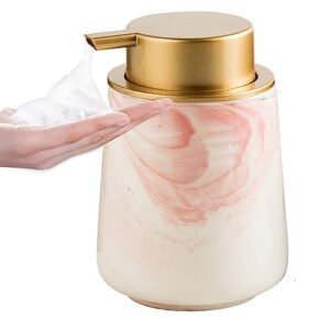 simcat 12oz foaming soap dispenser - ceramic soap dispenser with pump soap foam hand soap dispenser decorative soap dispenser for bathroom kitchen home hotel (n-marble matte pink-foaming)