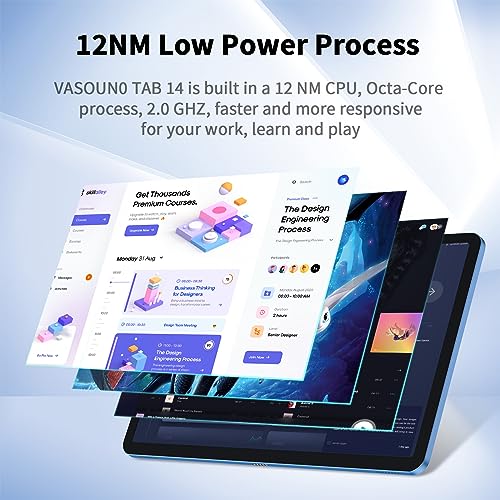 VASOUN Android 11 Tablet 10.4 inch, 16GB（8GB+8GB Expand）+256GB Tablet, 4G LTE Dual SIMS, 2.0GHz Octa-Core Gaming Tablet, 2K IPS Screen,8000Mah, 2.4G/5G WiFi, Bluetooth5.0 with Tablet PU Leather case