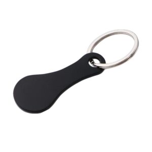 key ring shopping trolley tokens,stainless steel shopping cart trolley token with key rings,trolley tokens key ring for men women(1pc black)