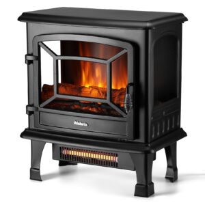 turbro suburbs 20 in. electric fireplace infrared heater with crackling sound, freestanding fireplace stove with realistic flame effect, csa certified, overheating protection, easy to assemble, 1400w