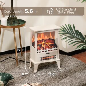 19" 1500W Infrared Electric Fireplace Stove, 3-Sided View, Realistic Flame, Overheat Protection, CSA Certified - For Small Spaces