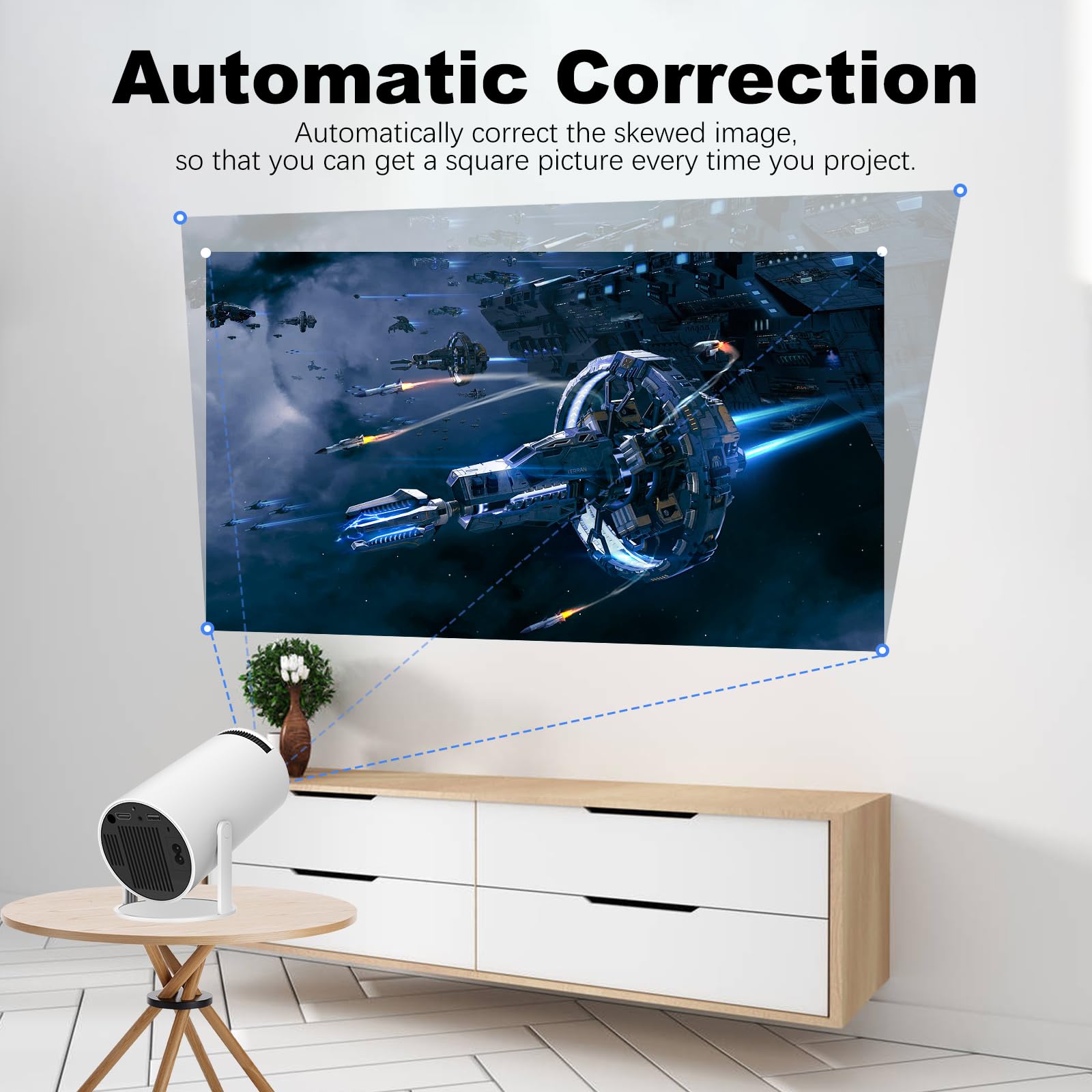 40" - 130" Smart Portable Projector for Indoor and Outdoor Home Theater, Big Screen Experience