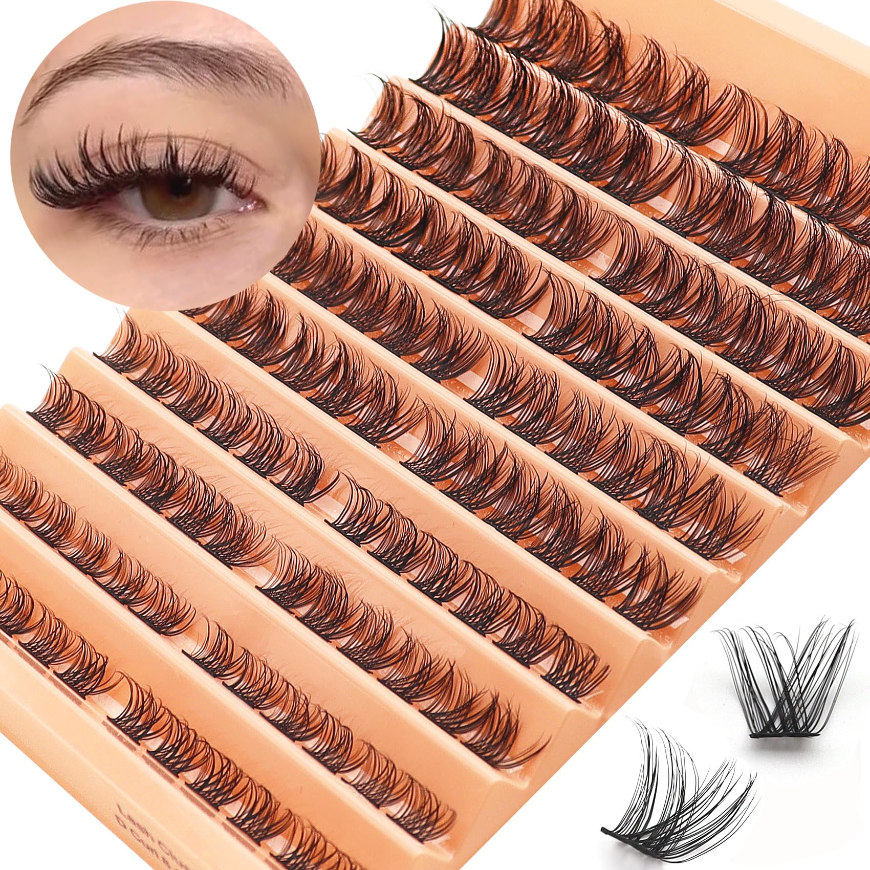 Veleasha Lash Clusters 120pcs D Curl Clusters Lashes Volume Individual Lashes Wispy DIY Lash Extensions Fake Eyelashes Mix Length 8/10/12/14/16mm at Home Lash Extension Clusters (10R,B10-D,8-16MM)