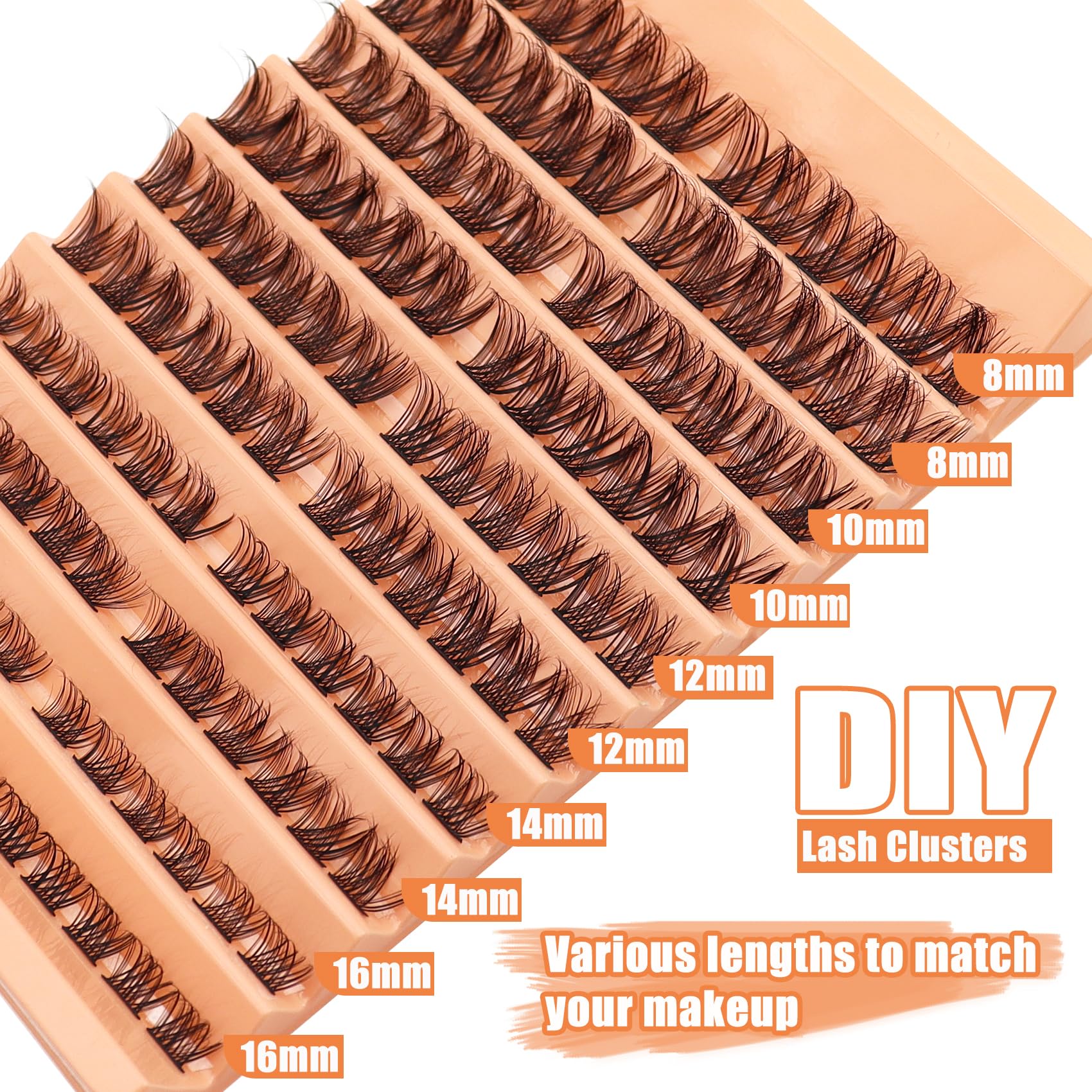 Veleasha Lash Clusters 120pcs D Curl Clusters Lashes Volume Individual Lashes Wispy DIY Lash Extensions Fake Eyelashes Mix Length 8/10/12/14/16mm at Home Lash Extension Clusters (10R,B10-D,8-16MM)