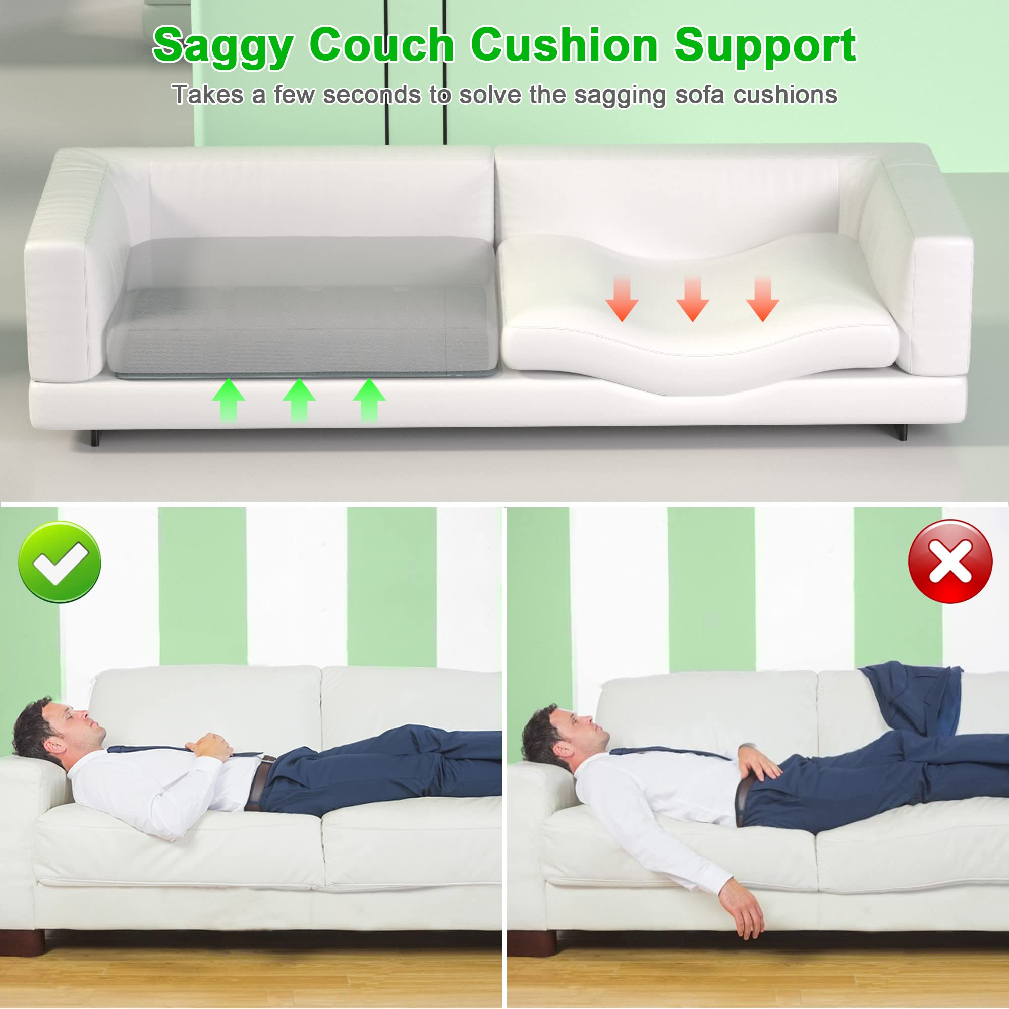 Ponkor Couch Supports for Sagging Cushions, [19.7" x 67"] Sofa Cushion Support for Sagging Seat Couch Supporter for Under The Cushions Saver for Saggy Couches