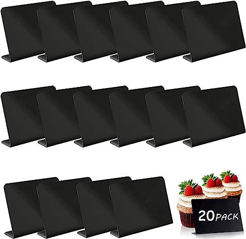 20 Pcs Mini Chalkboard Signs Set, BetterJonny Easy to Write and Wipe Out Food Chalkboard Signs for Parties Reusable Food Labels for School/Wedding/Birthday/Buffet/Party/Message Boards (4x3 inch)