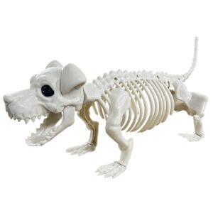 wocst halloween skeleton 19” pose-n-stay puppy skeleton plastic dog bones with posable joints graveyard prop for fall party decor indoor/outdoor (skeleton dog)