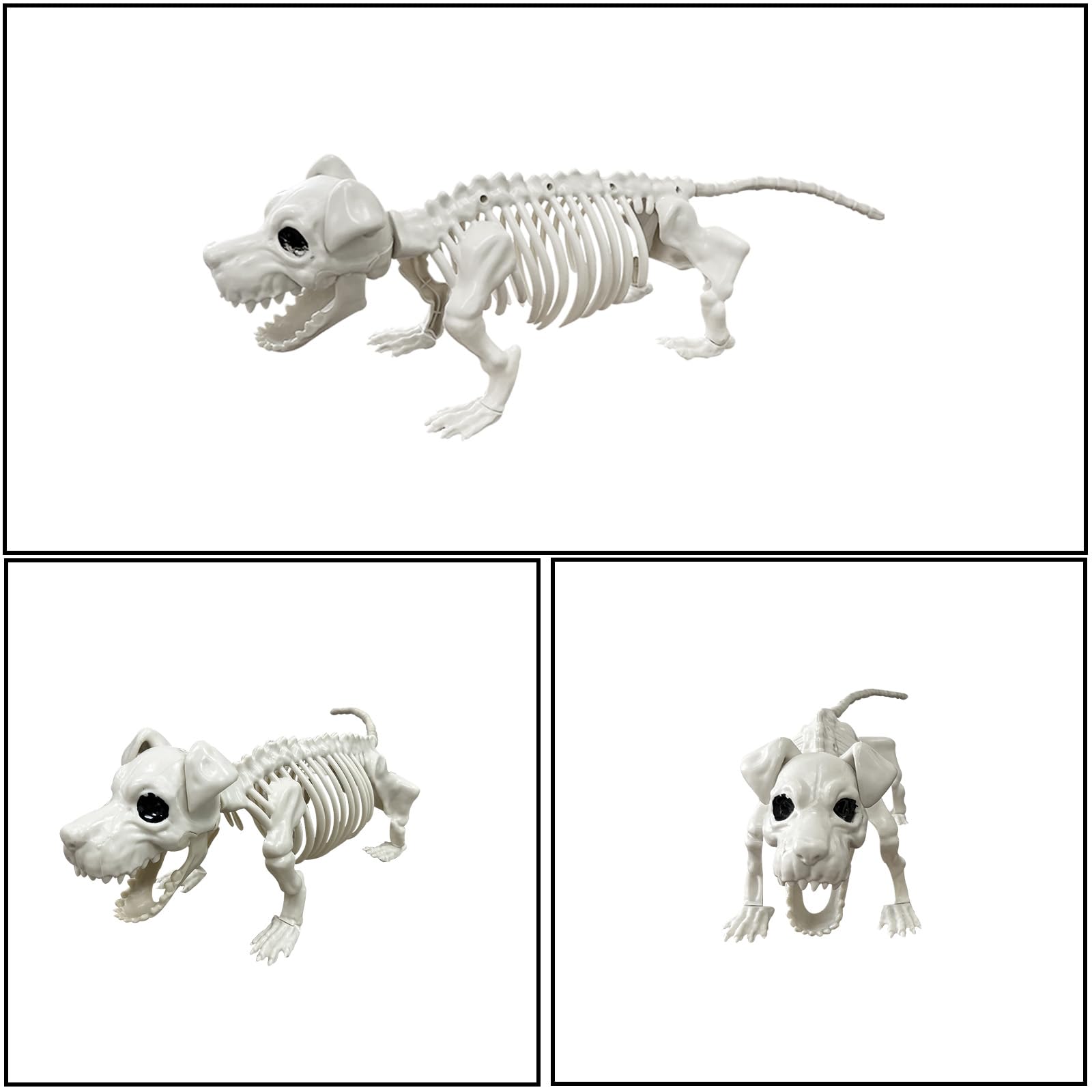 Wocst Halloween Skeleton 19” Pose-N-Stay Puppy Skeleton Plastic Dog Bones with Posable Joints Graveyard Prop for Fall Party Decor Indoor/Outdoor (Skeleton Dog)