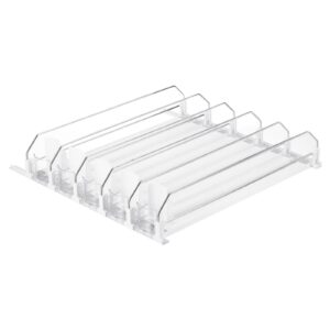 uxcell 5pcs drink organizer for refrigerator, self-pushing soda can organizer width adjustable drink dispenser beverage pusher for fridge pantry, white