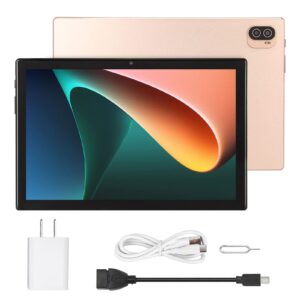 10.1 Inch Android 12 Tablet, Kids Tablet, 8GB RAM 256GB ROM, Octa Core CPU, IPS HD Touch Screen, 16MP Dual Camera, 2.4G/5G WiFi, Bluetooth 5.0, 128GB Expand, 7000mAh Battery (Gold)