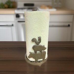 The Bridge Collection Farm Animal Paper Towel Holder - Paper Towel Holder Novelty - Farm House Paper Towel Holder for Pig Kitchen Decor - Weighted Paper Towel Holder for Kitchen, Camper, Dining Room