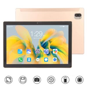 10.1 Inch Tablet, 2 in 1 Android 12 Tablet, Octa Core Gaming Tablet, 6GB RAM 128GB ROM, FHD Touch Screen, 16MP Carema, 2.4G/5G WiFi, BT 5.0, 4G LTE Tablet with Keyboard Case (Gold)