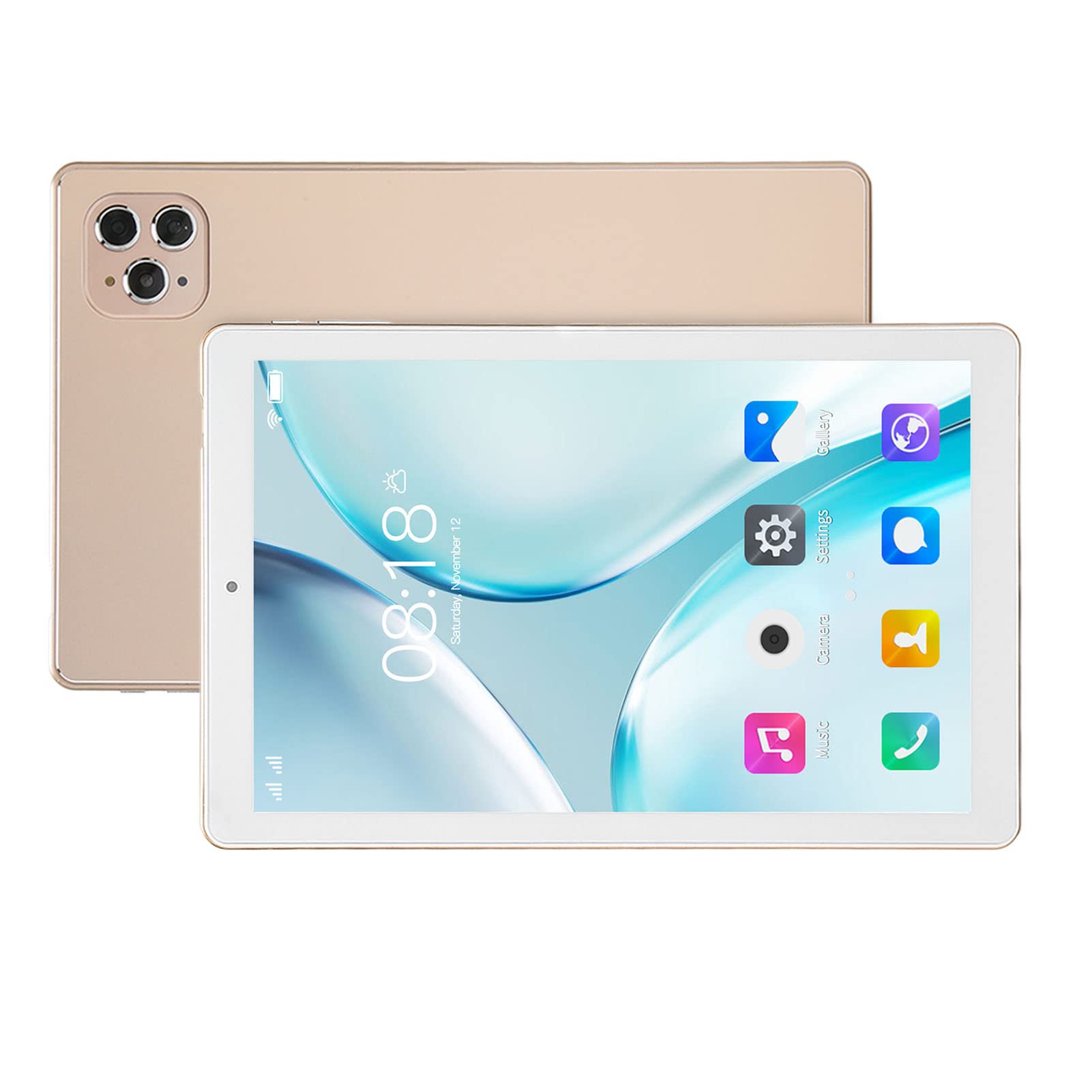 10.1 Inch Tablet, Portable IPS Octa Core CPU HD Tablet, 4GB RAM 64GB ROM 8MP 16MP Camera 5G WiFi Tablet PC for Office, Business, Gaming (Gold)