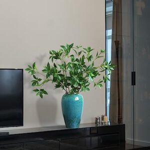 Forlaoers 4pcs Nearly Natural Artificial Plants Fake Green Flowers Leaves Olive Twigs Willow Branches for Tall Vases Home Decor Indoor Living Room Desk Wedding Greenery Stems for Centerpieces