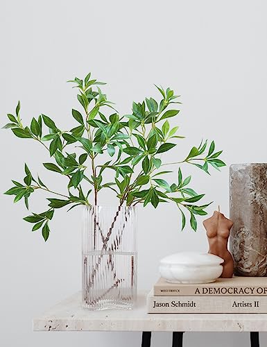 Forlaoers 4pcs Nearly Natural Artificial Plants Fake Green Flowers Leaves Olive Twigs Willow Branches for Tall Vases Home Decor Indoor Living Room Desk Wedding Greenery Stems for Centerpieces