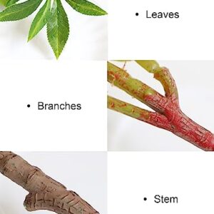 Forlaoers 4pcs Nearly Natural Artificial Plants Fake Green Flowers Leaves Olive Twigs Willow Branches for Tall Vases Home Decor Indoor Living Room Desk Wedding Greenery Stems for Centerpieces