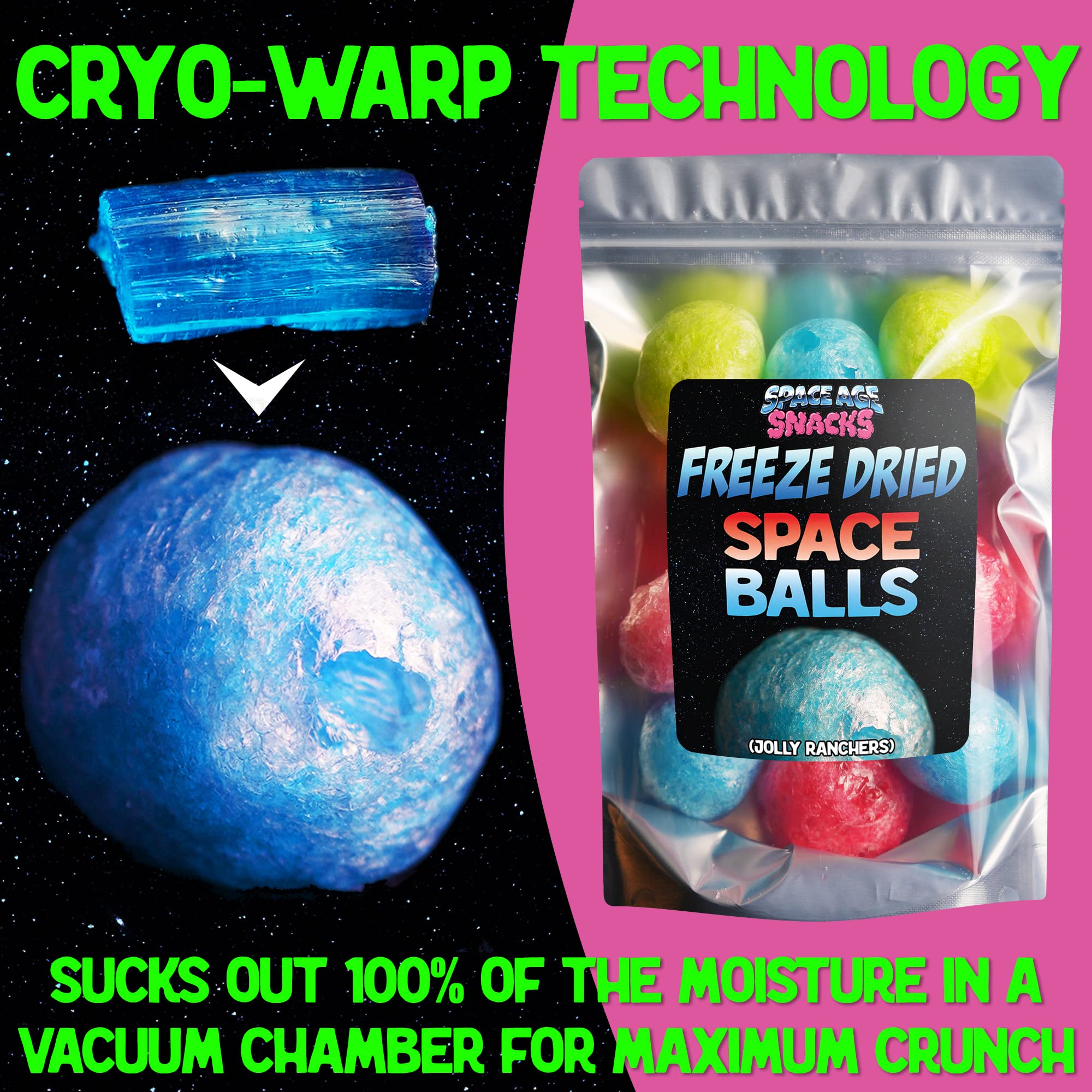 Premium Space Balls Freeze Dried Candy - Shipped in Sturdy Box for Protection - Dry Freeze Candy for All Ages (3 Ounce)