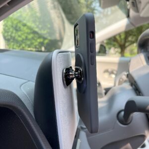 iPhone Holder Mount for Hyundai Ioniq 5. Attaches Magnetically to Metallic Dashboard. Compatible with MagSafe for iPhone 12/13/14/15 Series.