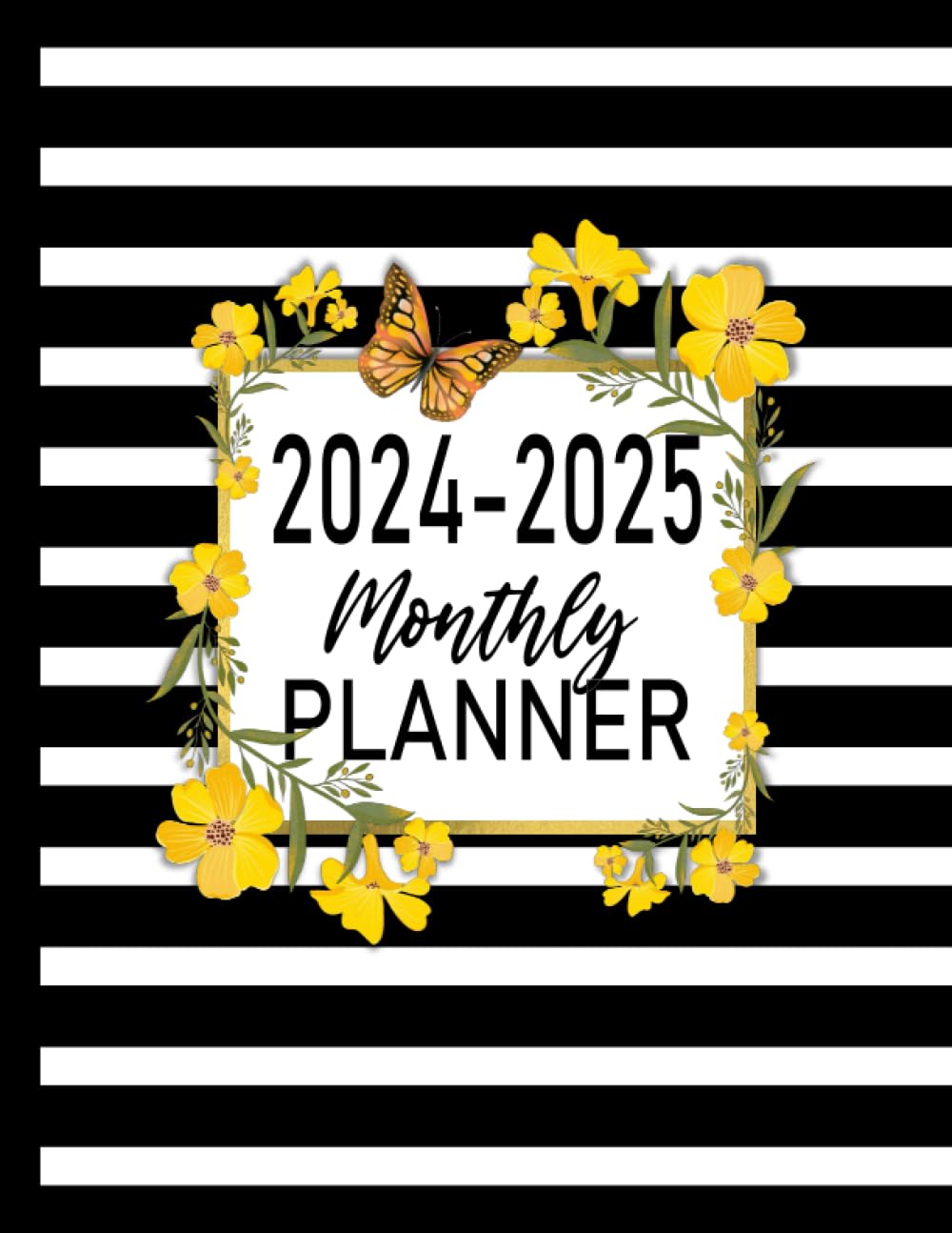 2024-2025 Monthly Planner: Two Years From January 2024 To December 2025 With A Notes Section (Simple Yellow Floral Design)