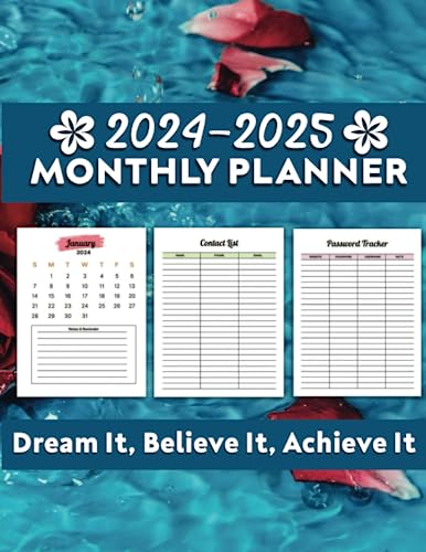 2024-2025 monthly planner Dream It, Believe It, Achieve It: Extra Pages de Note Contact - Agenda 2024-2025 Organiseur avec To Do& Schedule