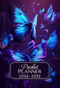 pocket planner 2024-2025 for purse: 2 year monthly organizer | butterflies cover