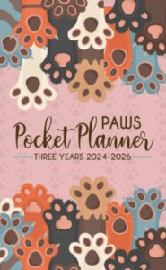 three year pocket planner 2024-2026: small 36 months monthly plan and organize from january - december 2 years appointment notebook for purse includes holidays with cute paws