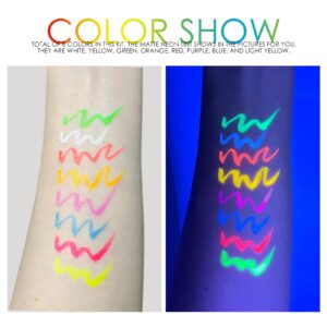 KYDA 8 Colors Neon Glow Liquid Eyeliner, Lasting Neon Matte Tint, Glow in the Dark Liner Pen, Quick Dry Fluorescent Rainbow Eyes Makeup, Under the Blacklight Colorful Eyeliner, by Ownest Beauty