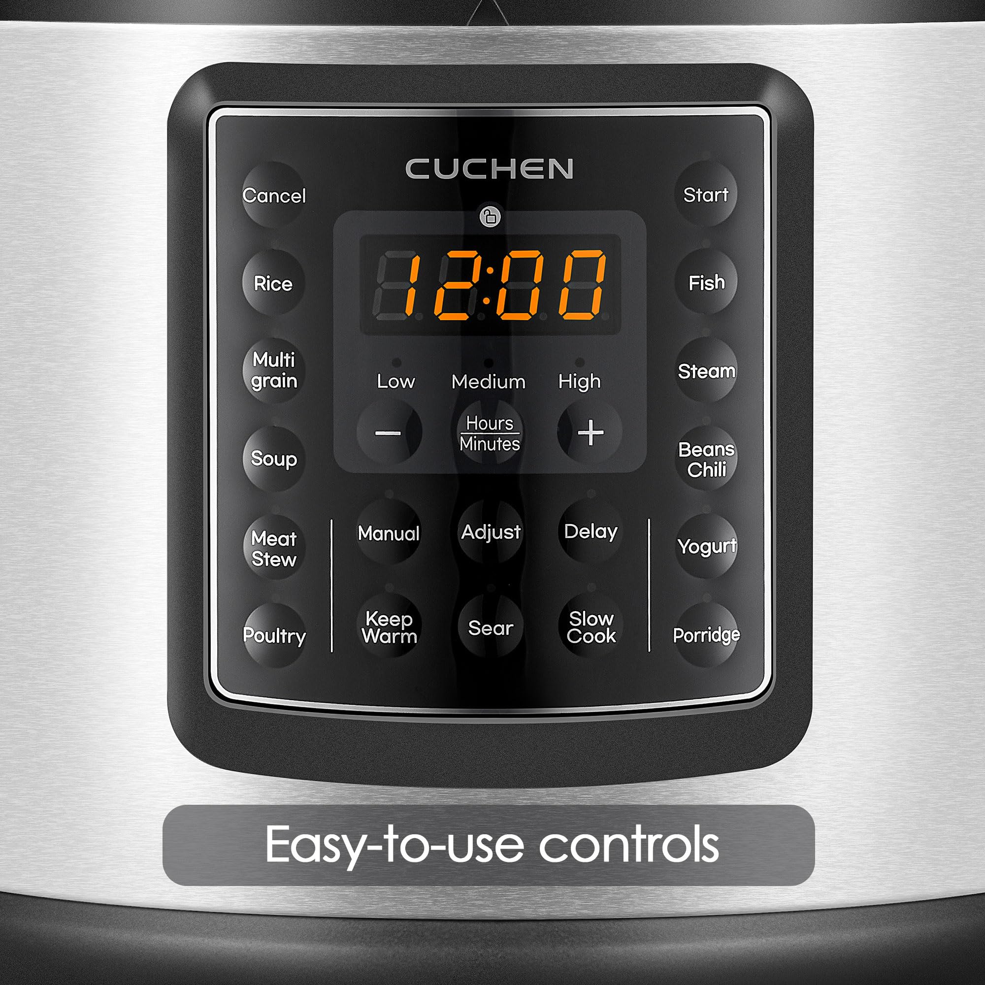 CUCHEN 7-in-1 Multi Pressure Cooker 6 Quart | Rice Cooker | Steamer | Sauté Pan | Yogurt Maker | Slow Cooker | Warmer & Sterilizer | One-Touch Cooking | Stainless Steel