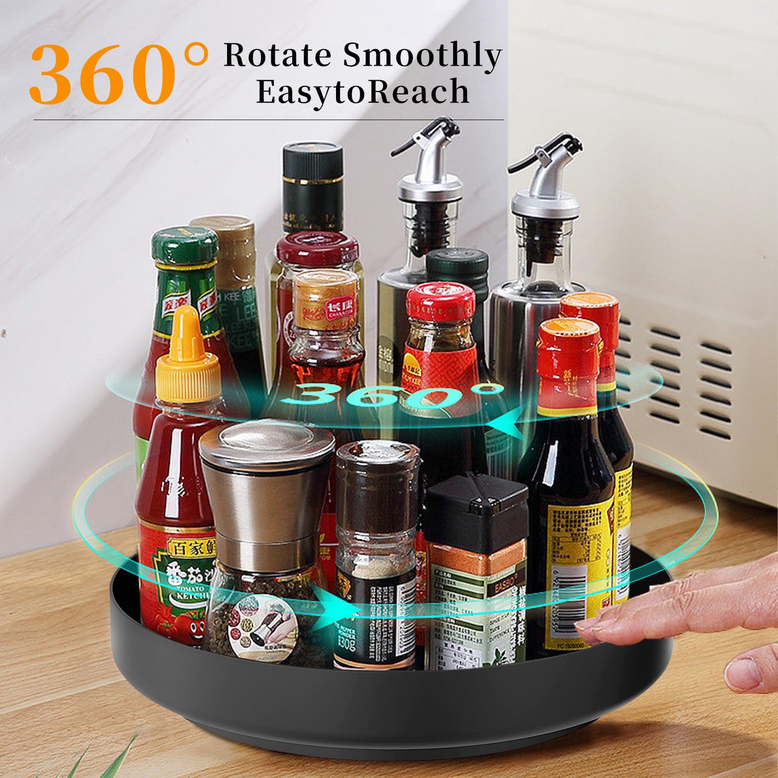 Lazy Susan Turntable Organizer,11 inch Rotating Spice Rack Metal Lazy Susan for Bathroom Refrigerator Table Storage Pantry Kitchen Countertop