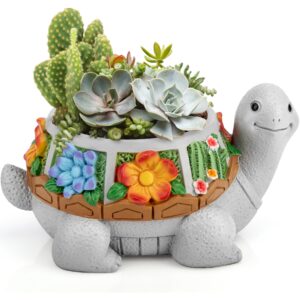 leses succulent plant pots, turtle planter flower pots with drainage hole, cute planting pots for cactus, succulent planters for indoor plants home office garden flower pot gifts for plants lover