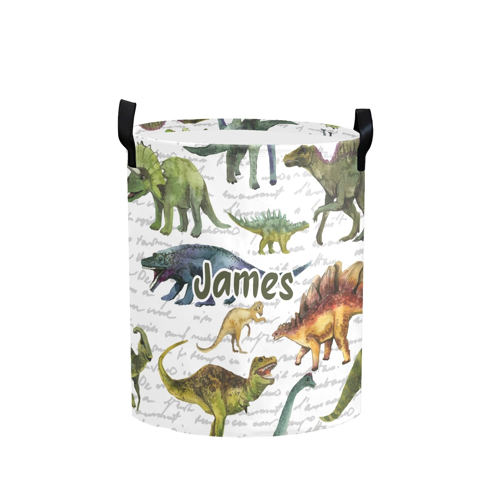 Jungle Dinosaur Personalized Laundry Basket Hamper,Collapsible Storage Baskets with Handles for Kids Room,Clothes, Nursery Decor