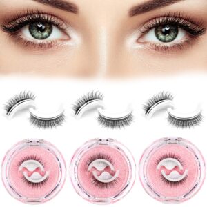 self adhesive eyelashes - 3 pairs reusable false eyelashes non-slip waterproof fake eyelashes natural look，no glue eyelashes 3 different types natural look