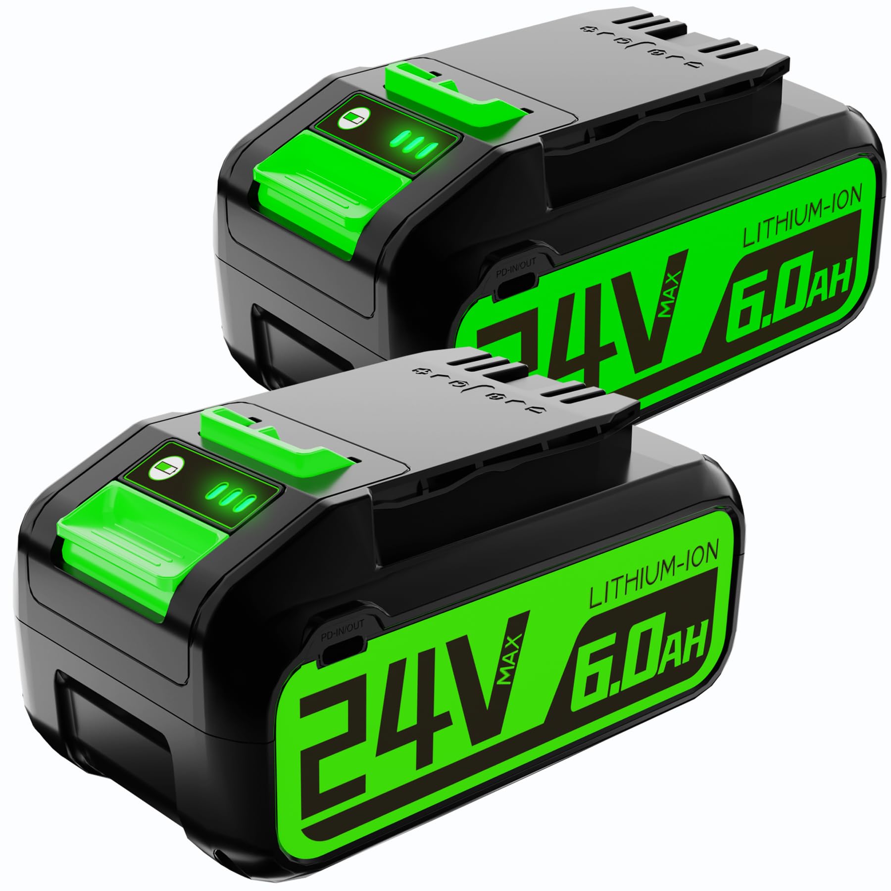 CaliHutt 【Upgrade!!】 2Pack 24V 6.0Ah Replacement Battery for Greenworks 24V/48V Max 29842 29852 29322 Lithium lon Battery 20352 22232 2508302 Cordless Tools