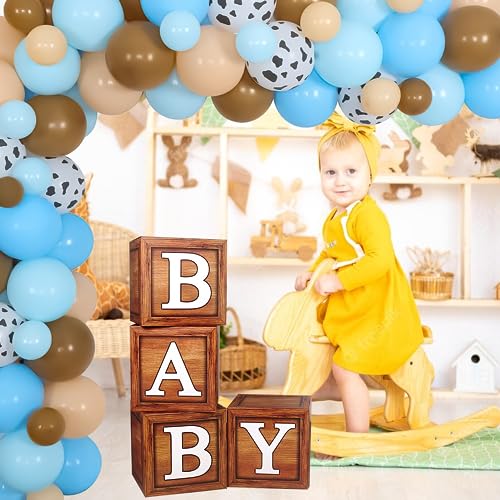 Cowboy Baby Shower Decorations, Western Theme Baby Shower Decorations Include Cowboy Balloon Garland Kit, Baby Shower Boxes and Cowboy Backdrop for Baby Shower Party Supplies