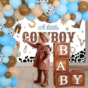 Cowboy Baby Shower Decorations, Western Theme Baby Shower Decorations Include Cowboy Balloon Garland Kit, Baby Shower Boxes and Cowboy Backdrop for Baby Shower Party Supplies