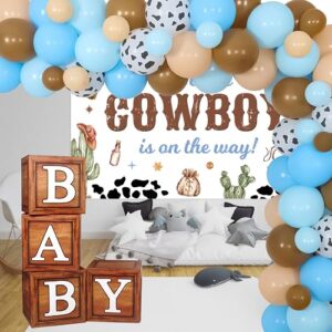 Cowboy Baby Shower Decorations, Western Theme Baby Shower Decorations Include Cowboy Balloon Garland Kit, Baby Shower Boxes and Cowboy Backdrop for Baby Shower Party Supplies