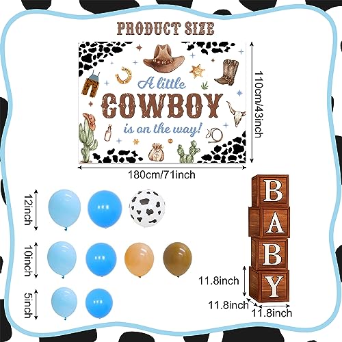 Cowboy Baby Shower Decorations, Western Theme Baby Shower Decorations Include Cowboy Balloon Garland Kit, Baby Shower Boxes and Cowboy Backdrop for Baby Shower Party Supplies