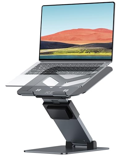 JCZT Adjustable Laptop Stand for Desk [Lift Up to 20'' ], Ergonomic Laptop Riser Converter, AluminumComputer Stand for MacBook Air Pro, HP, Dell, All 10-17 Inch Laptops