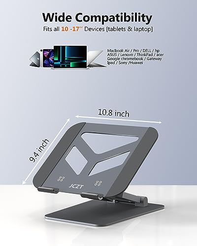 JCZT Adjustable Laptop Stand for Desk [Lift Up to 20'' ], Ergonomic Laptop Riser Converter, AluminumComputer Stand for MacBook Air Pro, HP, Dell, All 10-17 Inch Laptops