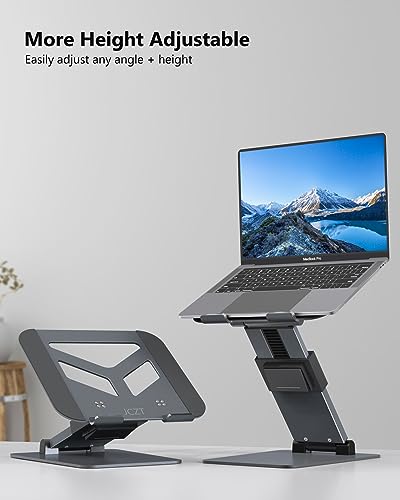 JCZT Adjustable Laptop Stand for Desk [Lift Up to 20'' ], Ergonomic Laptop Riser Converter, AluminumComputer Stand for MacBook Air Pro, HP, Dell, All 10-17 Inch Laptops