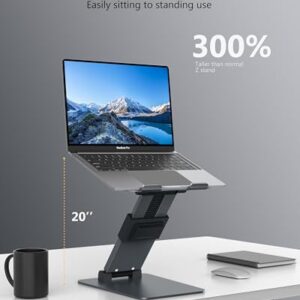 JCZT Adjustable Laptop Stand for Desk [Lift Up to 20'' ], Ergonomic Laptop Riser Converter, AluminumComputer Stand for MacBook Air Pro, HP, Dell, All 10-17 Inch Laptops