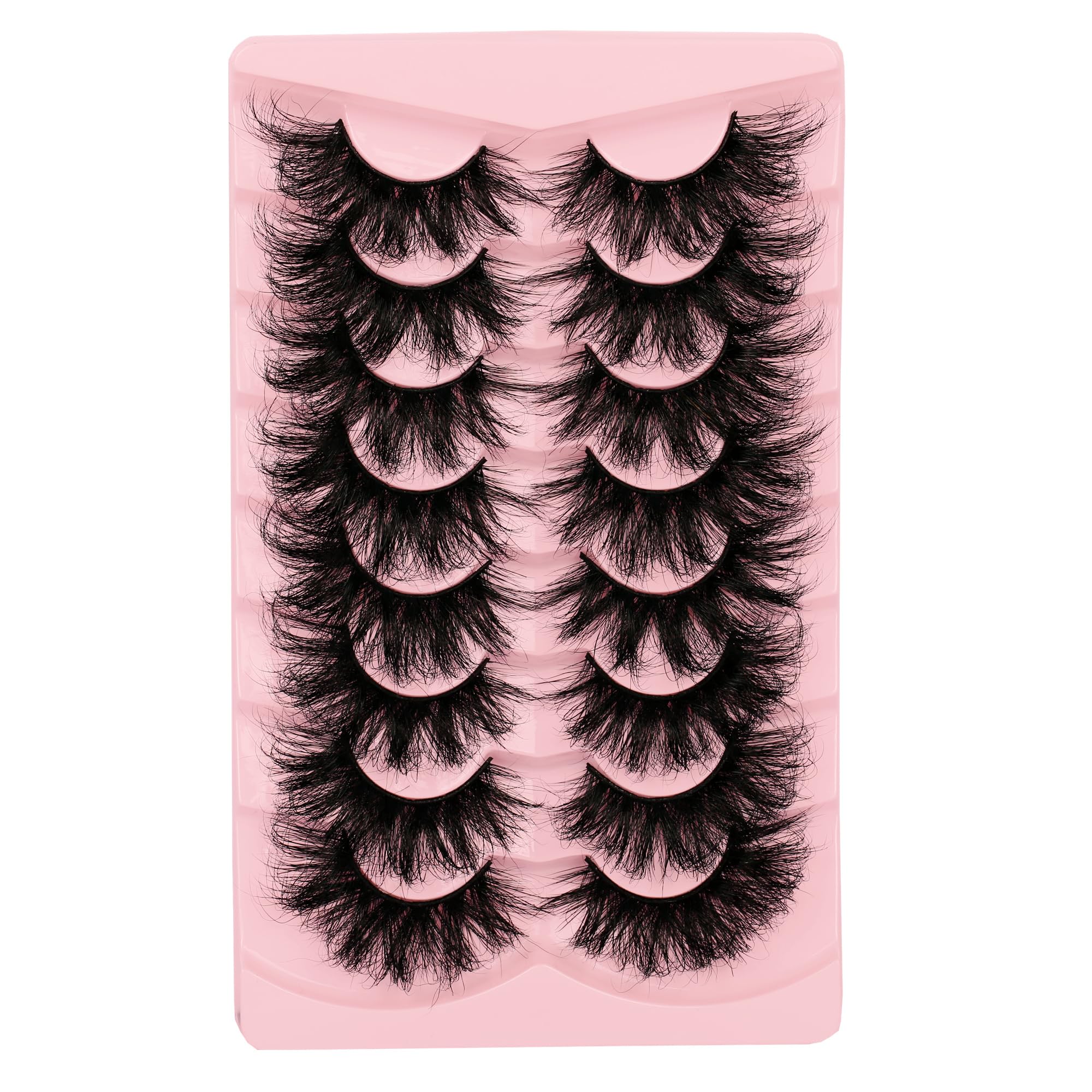 Gmagictobo 25MM Lashes Real Mink Lashes Fluffy False Eyelashes Dramatic 8D Mink Lashes Pack Long Thick Volume Soft Crossed Curls Fake Eye Lashes 8 Pairs